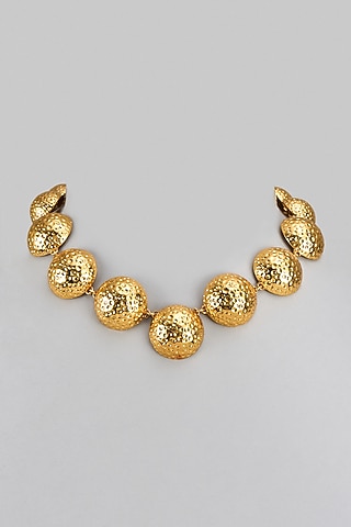 Gold Finish Choker Necklace by Divya Chugh at Pernia's Pop Up Shop 2025