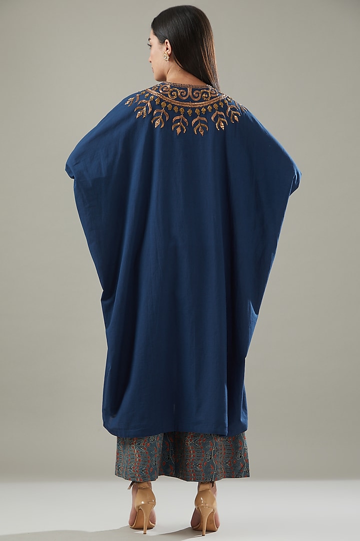 Blue Cotton Embroidered Kaftan Set Design by Divya Sheth at Pernia's ...
