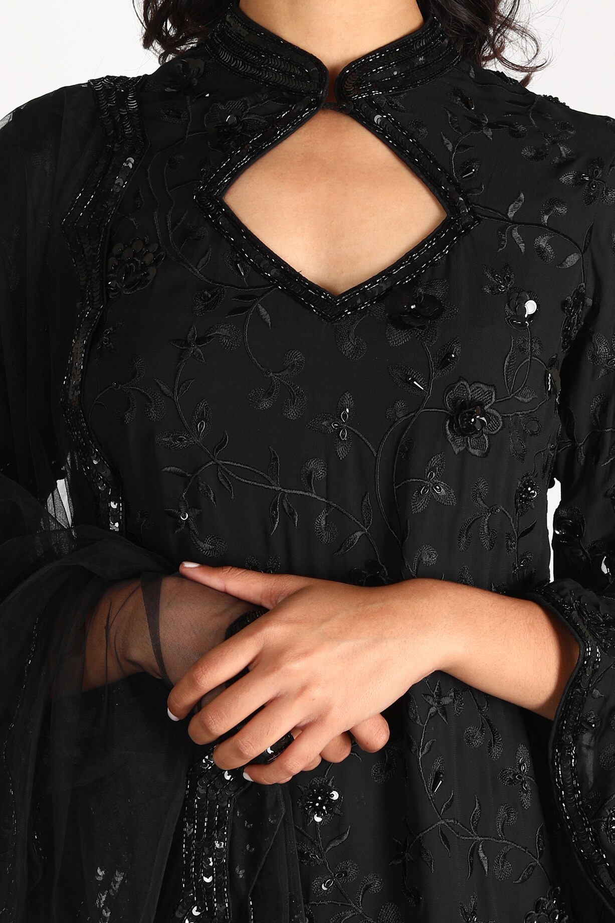 Black Thread Work Gharara Set by Diksha Tandon at Pernia's Pop Up Shop 2025