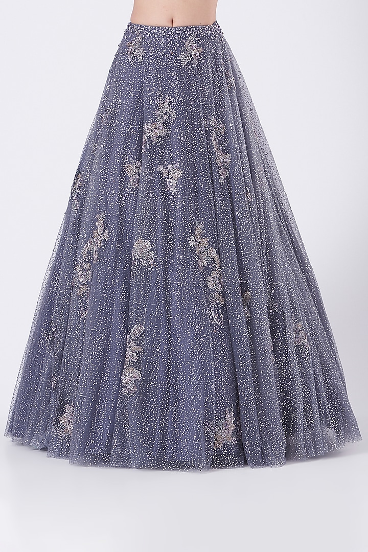 Leaden Blue Embroidered Bridal Lehenga Set by Dolly J at Pernia's Pop ...