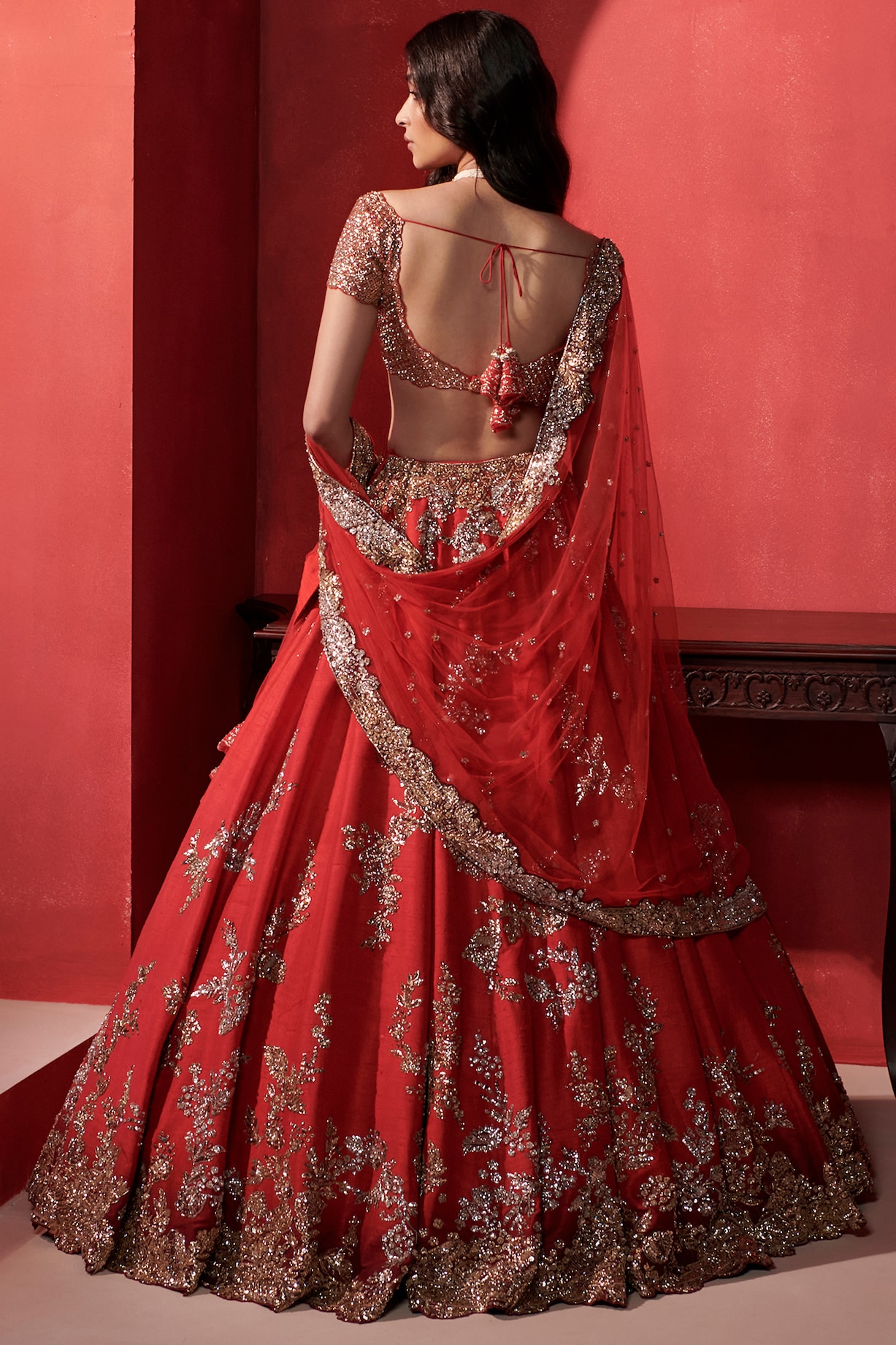 Orange & Sangria Kamdani Bridal Lehenga Set by Dolly J at Pernia's Pop ...