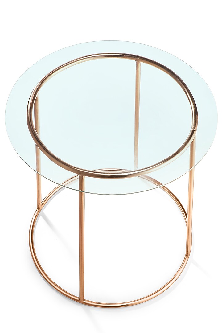 Rose Gold Round Table With Glass Design by Metl & Wood at Pernia's Pop ...