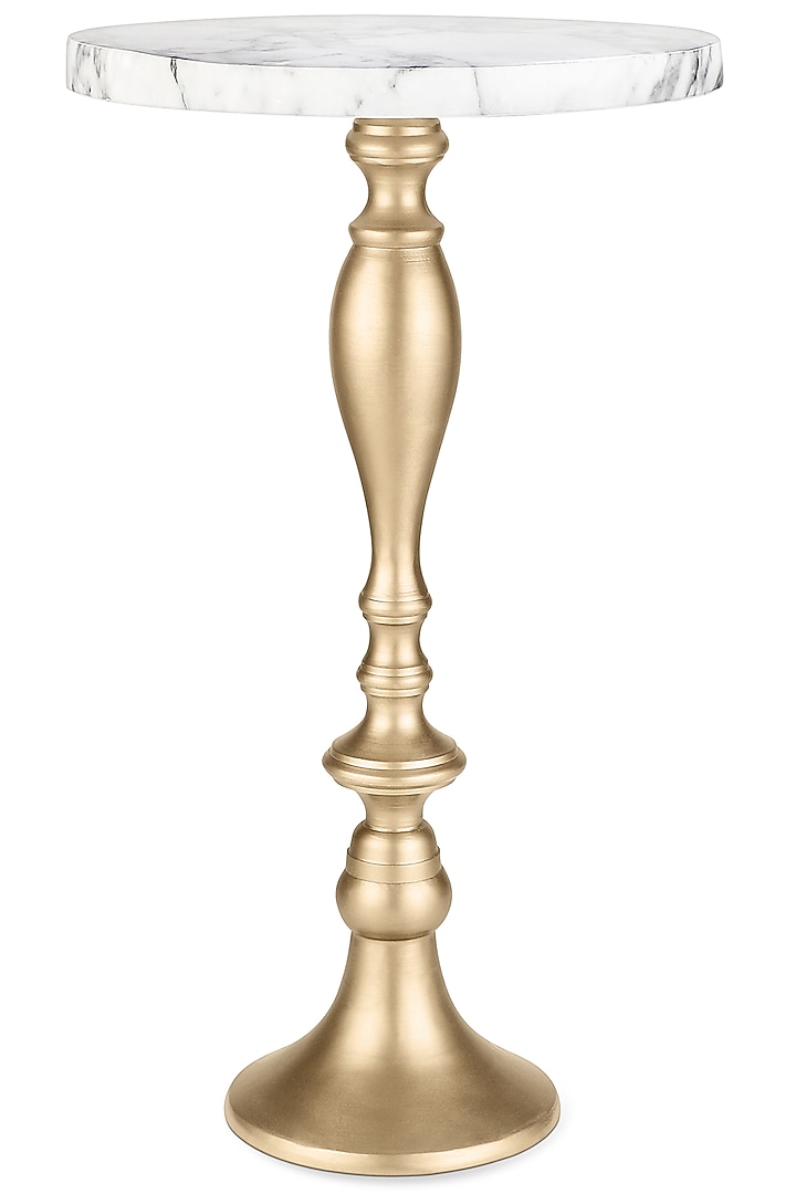 Golden Round Table With White Marble Top Design by Metl & Wood at ...