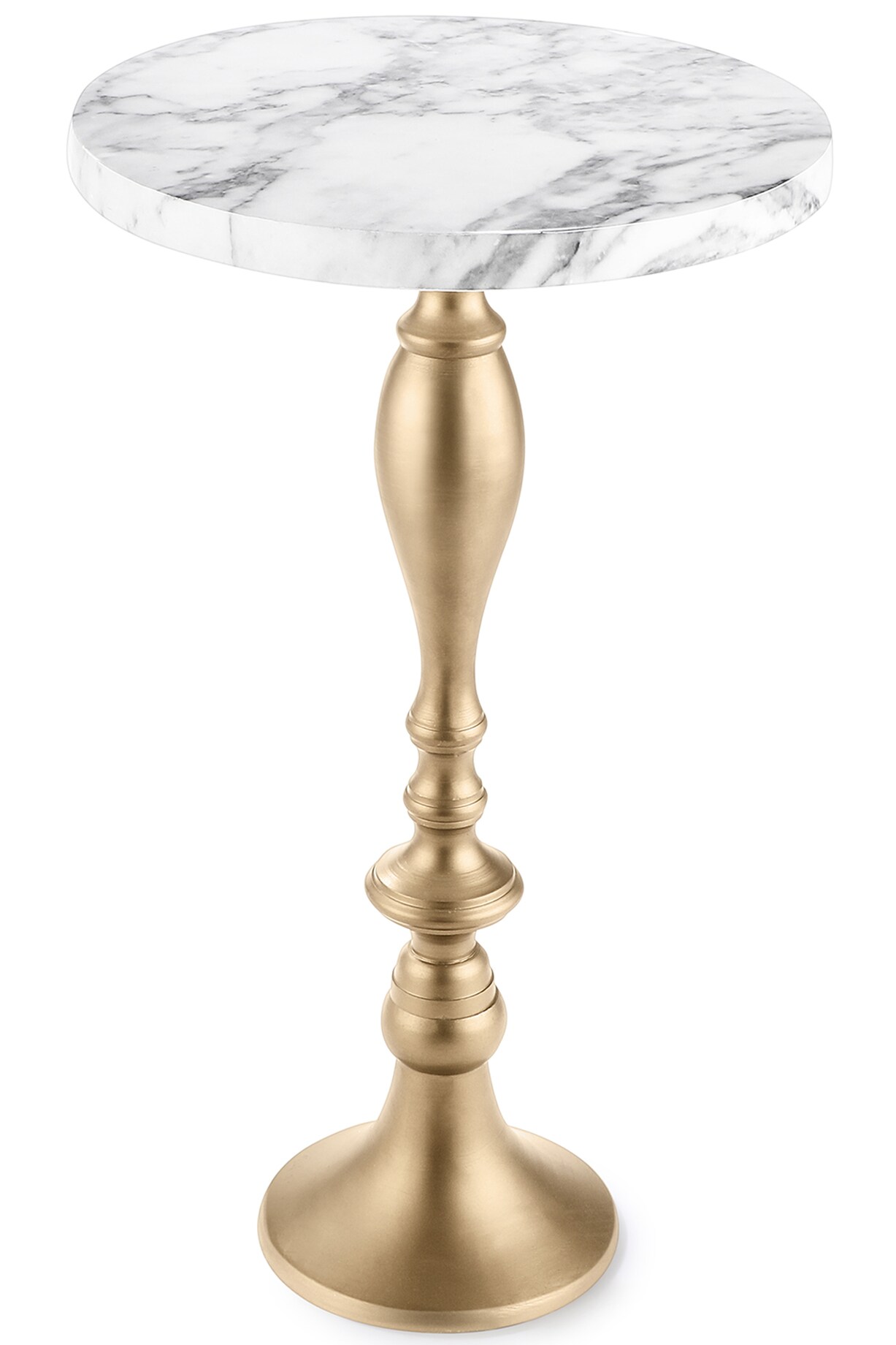 Golden Round Table With White Marble Top Design by Metl & Wood at ...