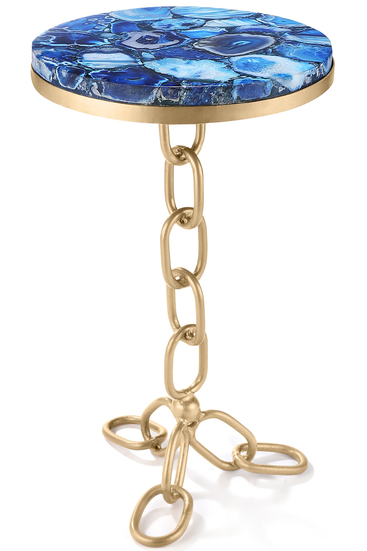 Gold Round Table With Blue Agate Stone by Metl & Wood at Pernia's Pop ...