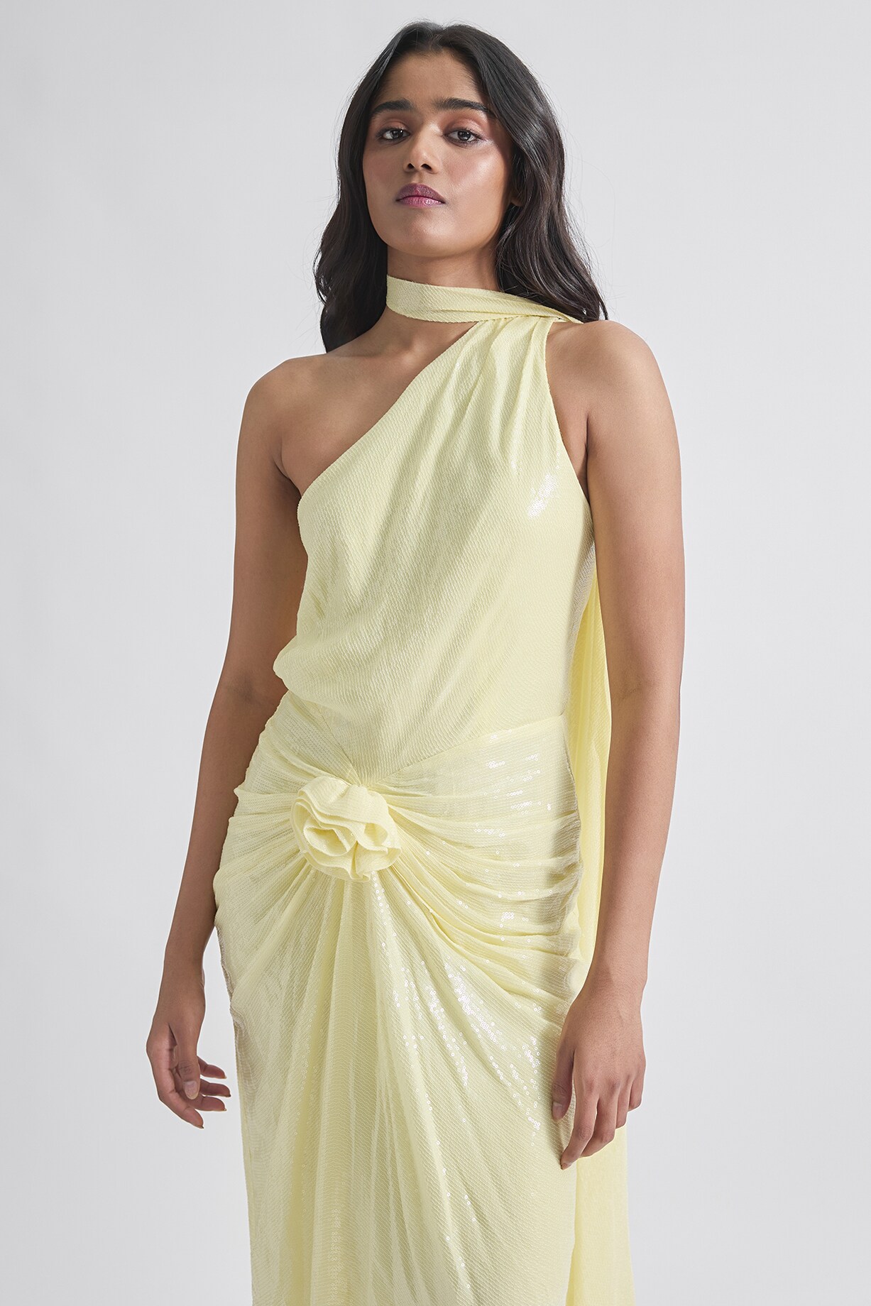 Lime Yellow Sequins One-Shoulder Gown by Deme by Gabriella at Pernia's ...