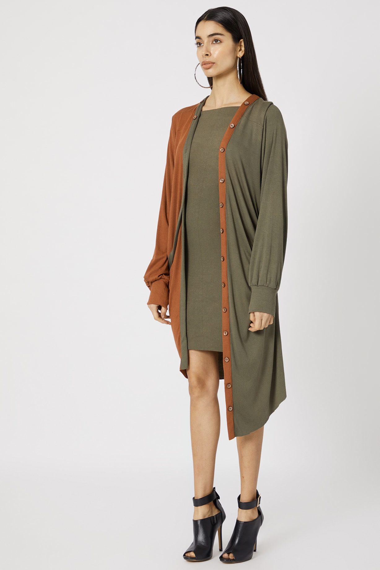Olive Green & Rust Orange Shirt Dress by Deme by Gabriella at Pernia's ...