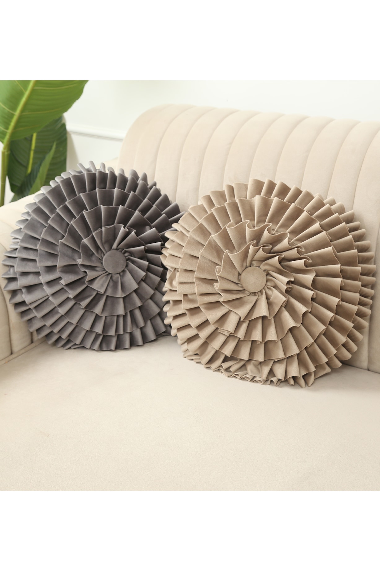 Floret Beige Round Cushion Cover Design by Mason Home at Pernia's Pop ...