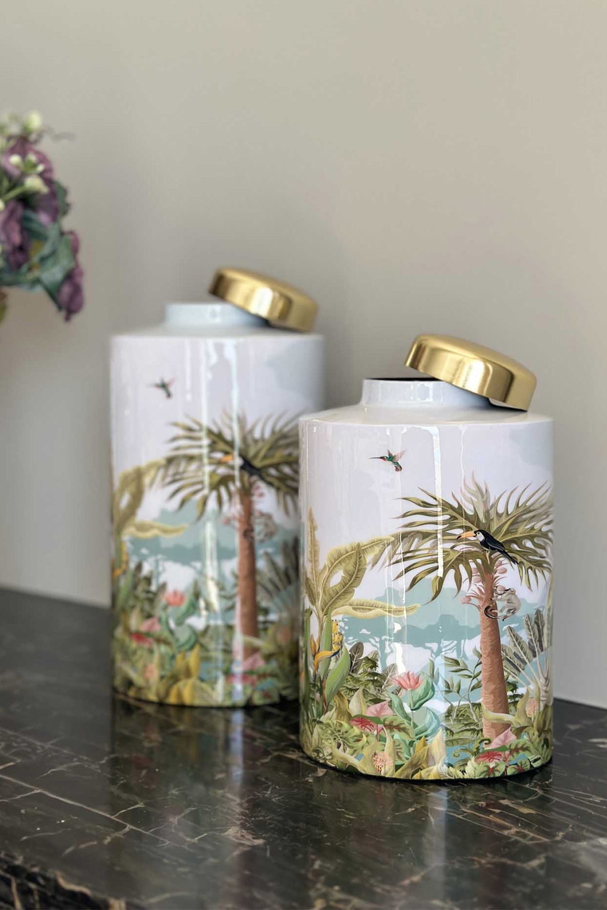 White Iron Tropical Jar by Mason Home at Pernia's Pop Up Shop 2025