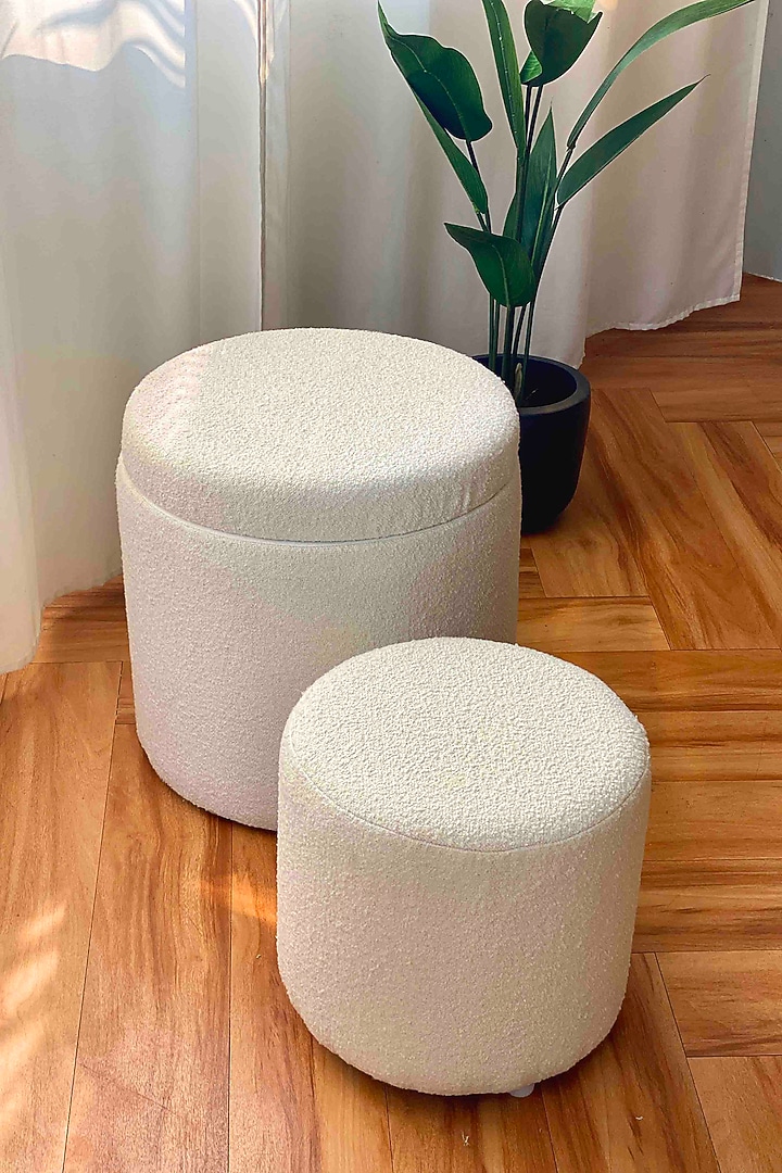 White Boucle Storage Pouffe (Set of 2) by Mason Home at Pernia's Pop Up ...