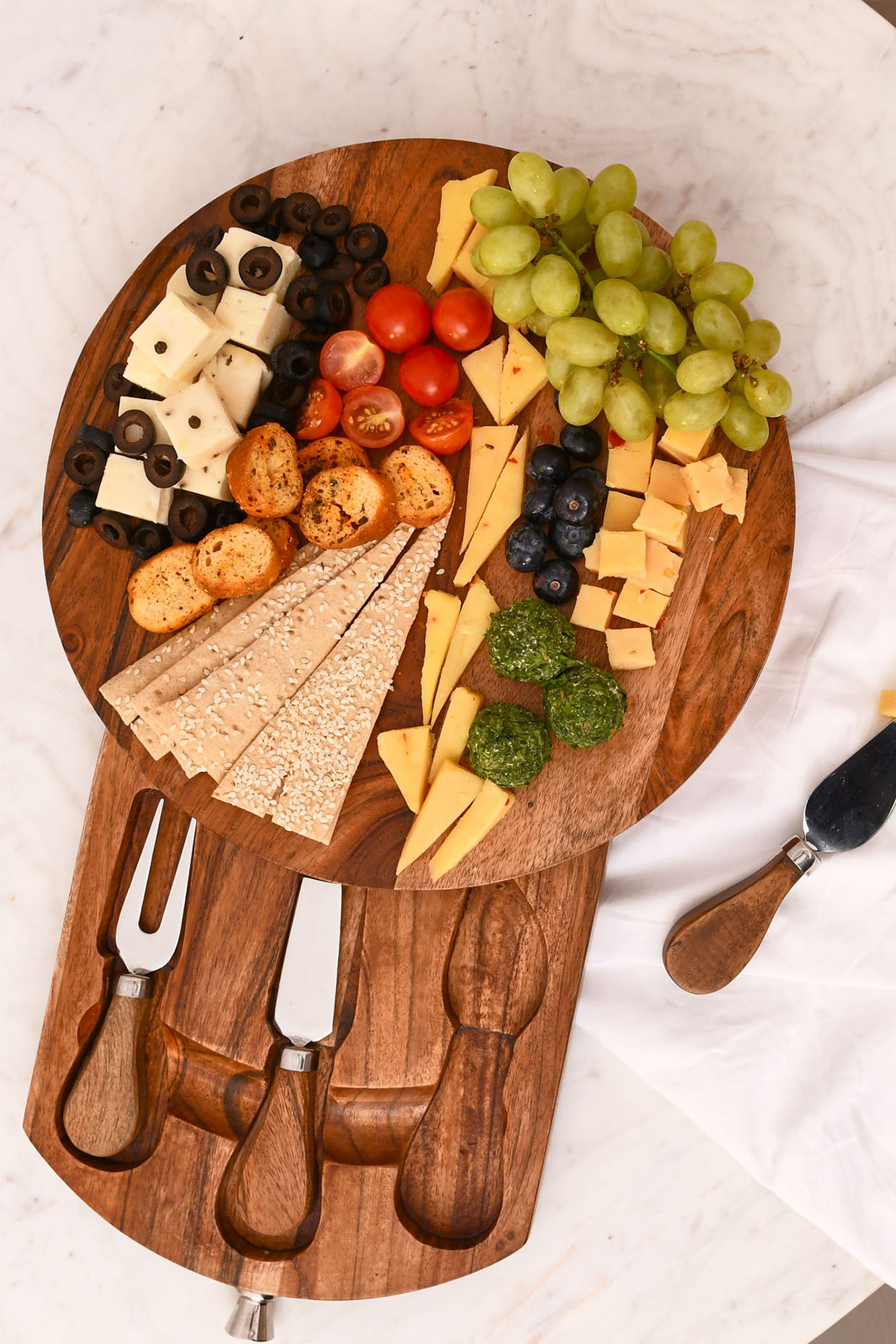 Brown Stockholm Wooden Cheese Platter With Knives by Mason Home at ...