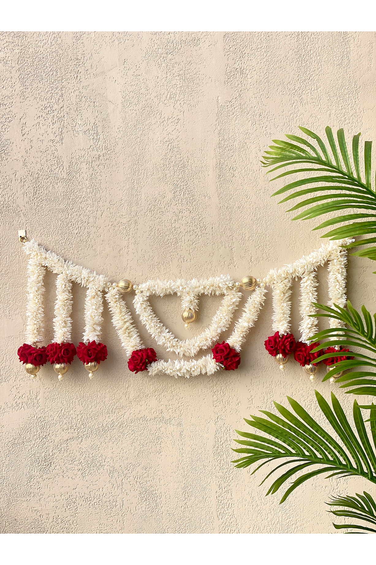 White & Red Artificial Flower Handcrafted Toran by Mason Home at Pernia ...