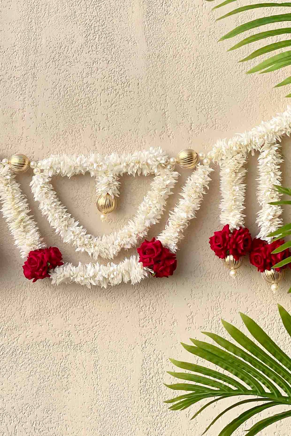 White & Red Artificial Flower Handcrafted Toran by Mason Home at Pernia ...