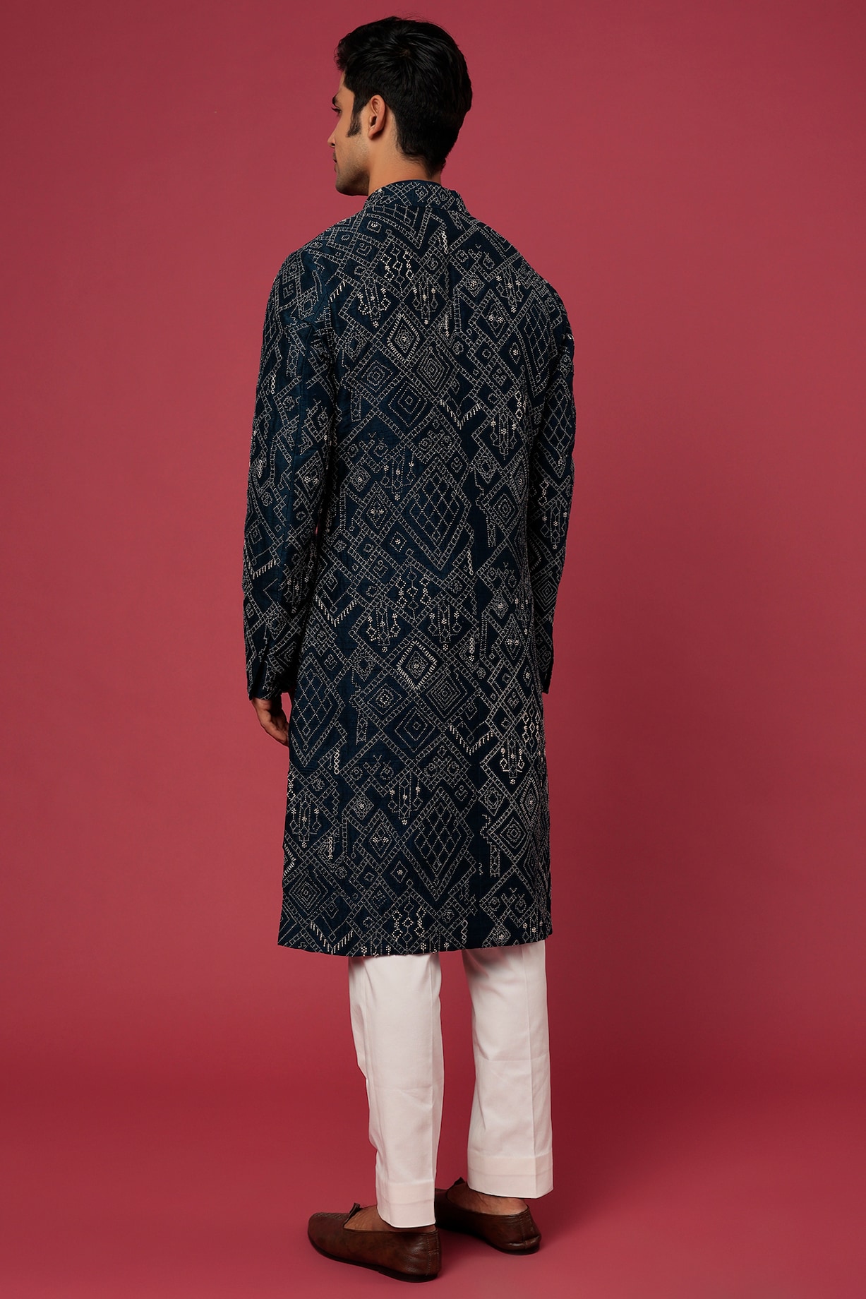 Blue Embroidered Indo Western Set by Divyam Mehta Men at Pernia's Pop Up Shop 2025