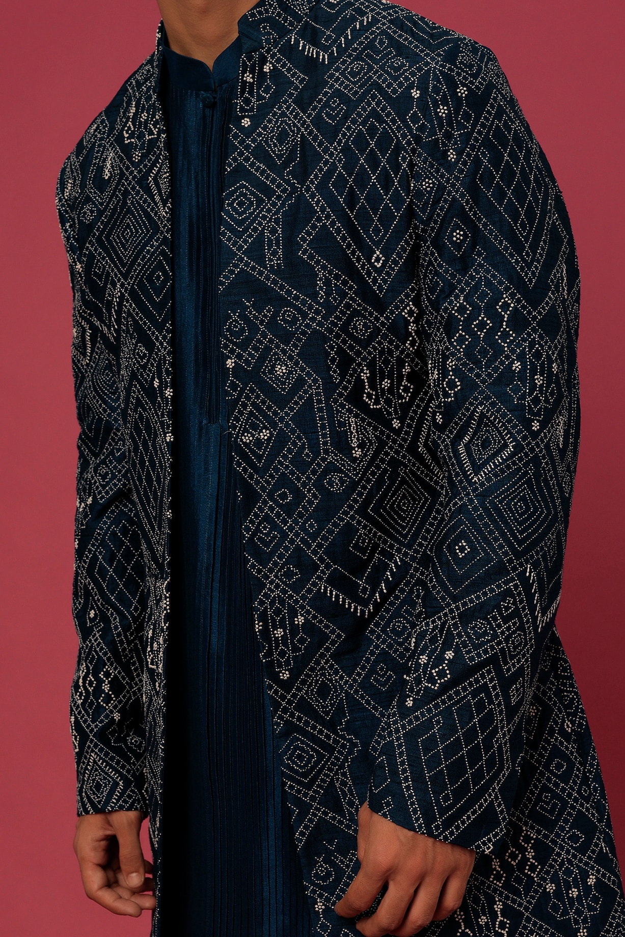 Blue Embroidered Indo Western Set by Divyam Mehta Men at Pernia's Pop Up Shop 2025