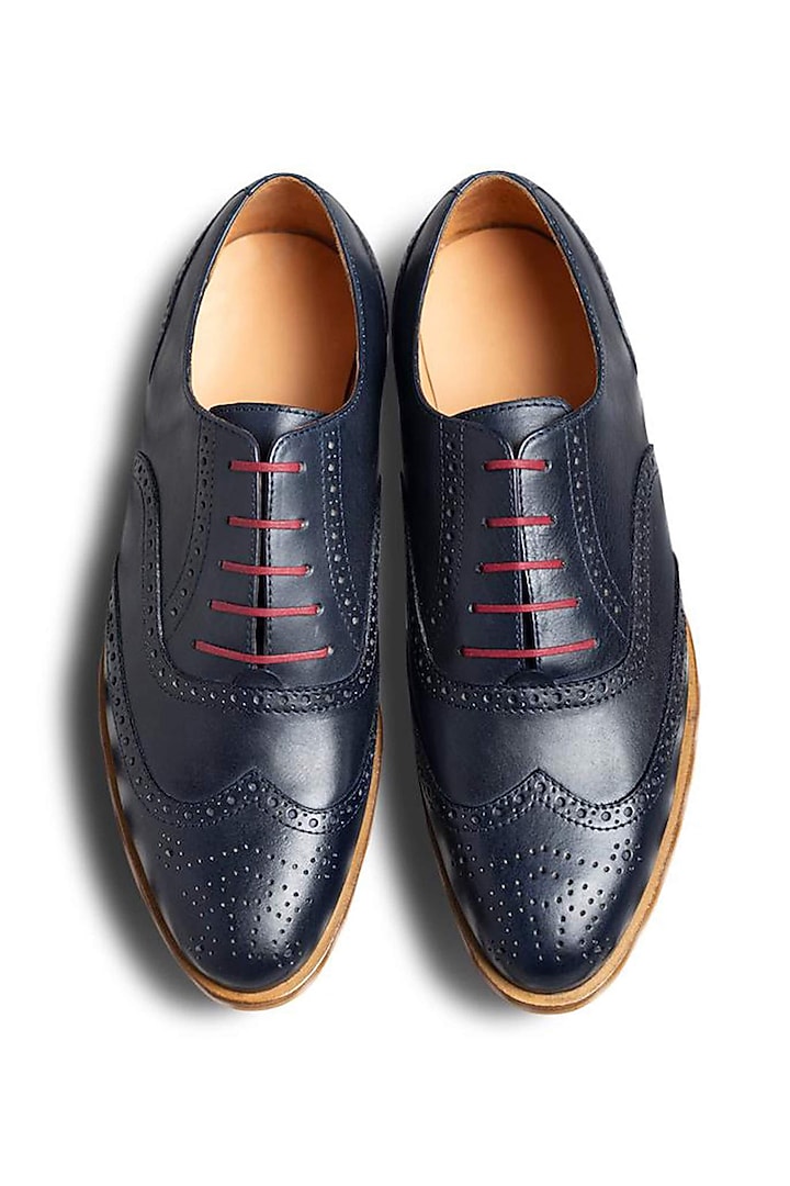 Blue Leather Wing-Tip Oxford Brogues Design by Dmodot at Pernia's Pop ...