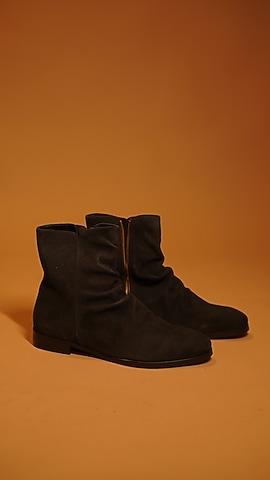 Black Leather & Suede Wrinkled Boots by Dmodot at Pernia's Pop Up Shop 2025