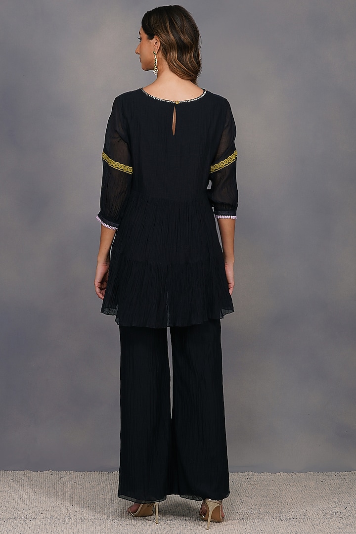 Black Chanderi Flared Pant Set by Devyani Mehrotra at Pernia's Pop Up ...