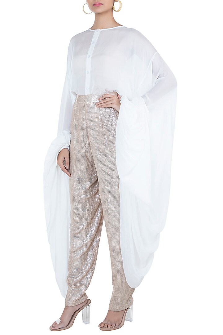 White Shirt with Sequins Pants Design by Deme by Gabriella at Pernia's ...