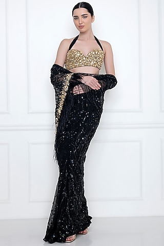 Gold Diamond Embroidered Bustier by Dilnaz Karbhary at Pernia's Pop Up ...