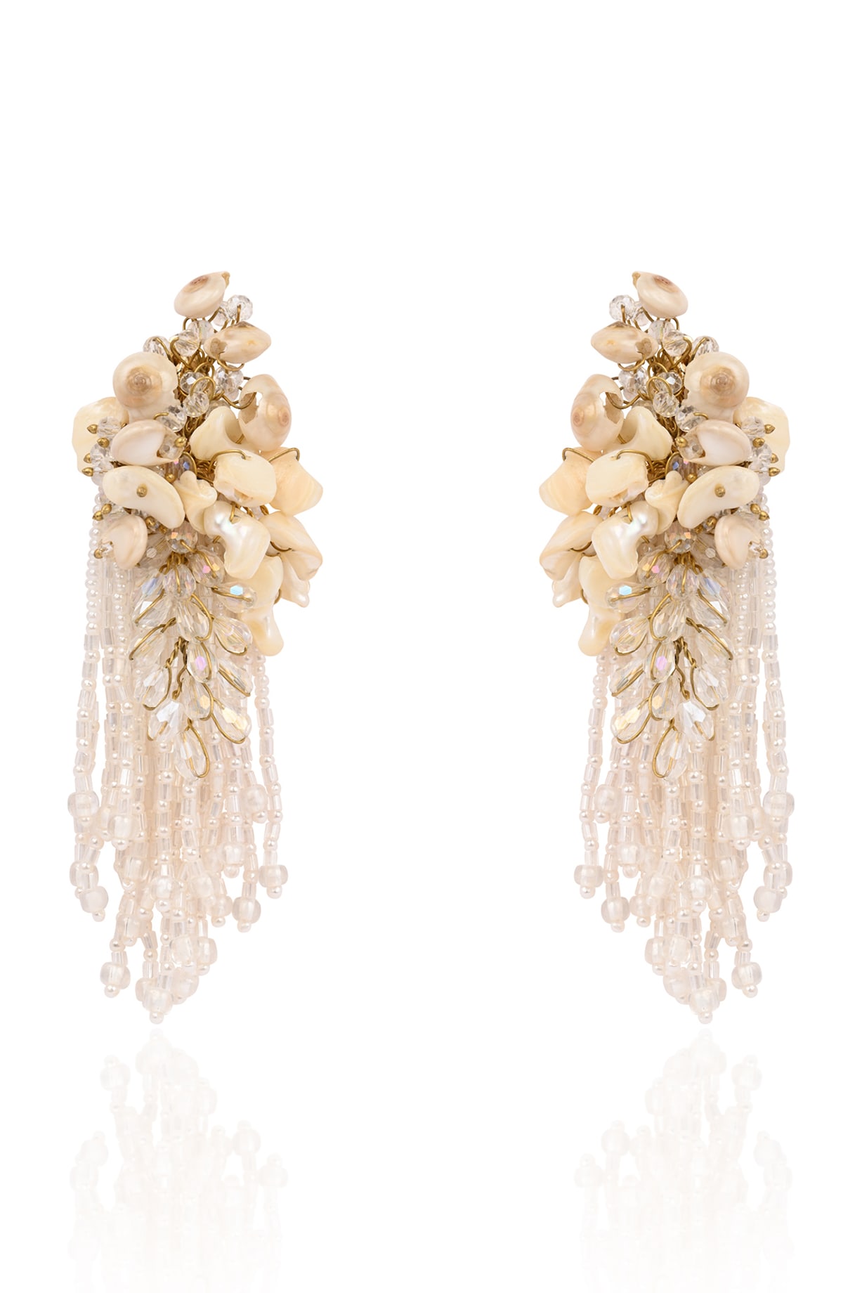 Gold Finish White Mother Of Pearl Dangler Earrings by House of D'oro at ...