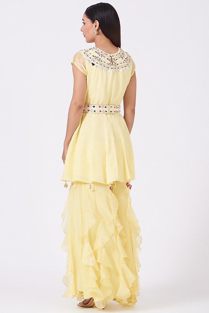 Cream Yellow Embroidered Sharara Set by Design O Stitch at Pernia's Pop ...