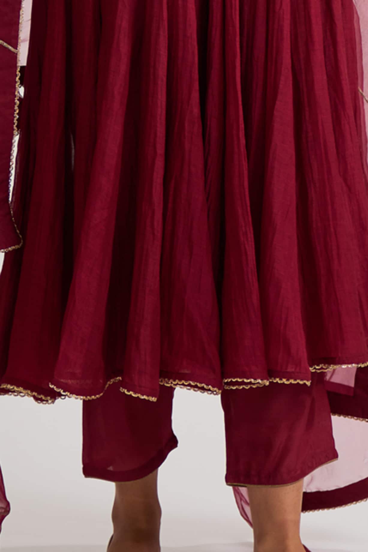 Maroon Hand Embroidered Anarkali Set by Dot at Pernia's Pop Up Shop 2025
