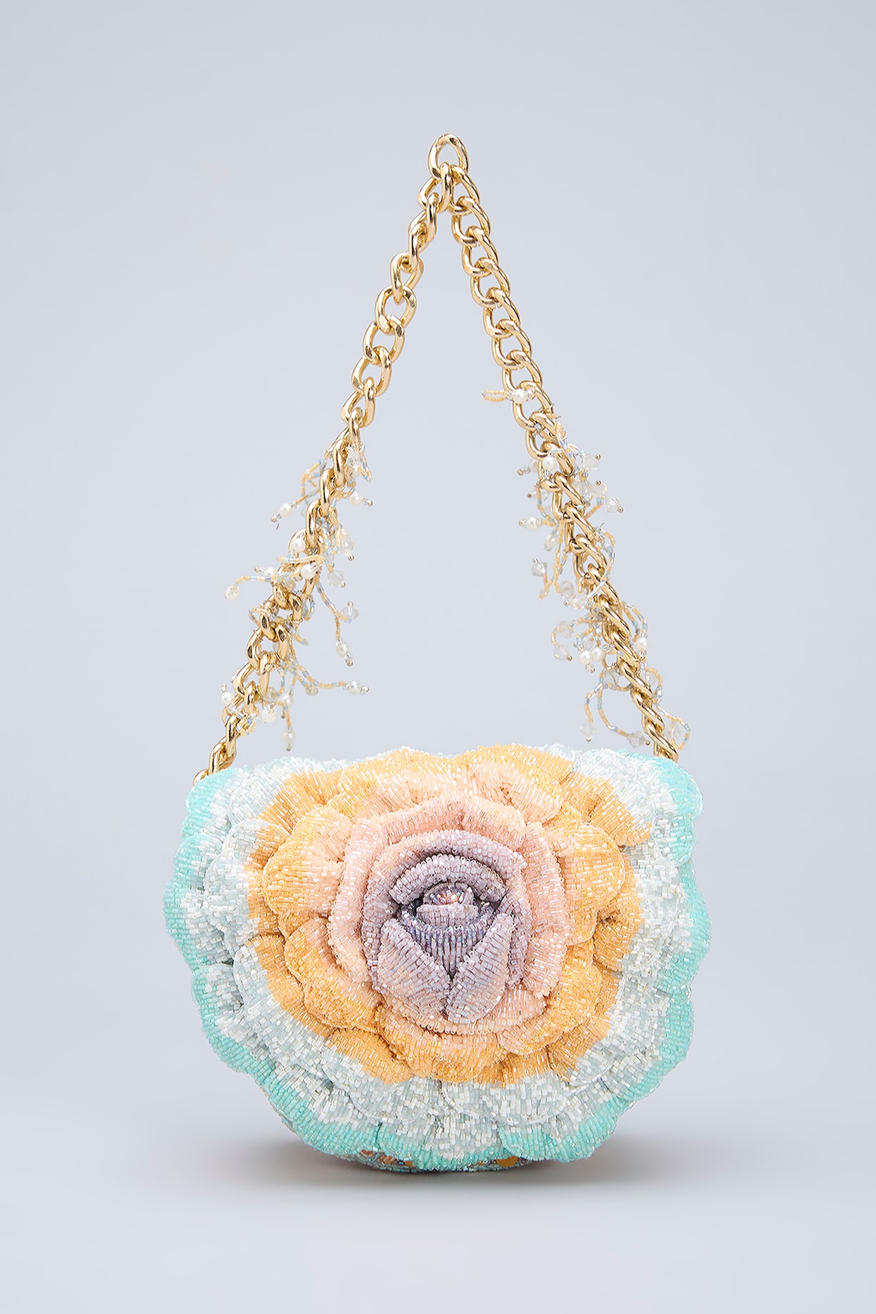 Multi-Colored Japanese Bugle Bead Hand Embroidered Bag by Doux Amour at ...