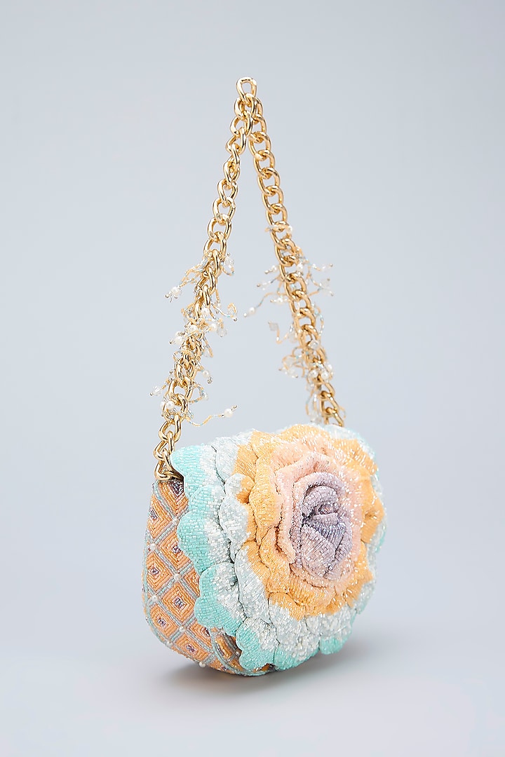 Multi-Colored Japanese Bugle Bead Hand Embroidered Bag by Doux Amour at ...