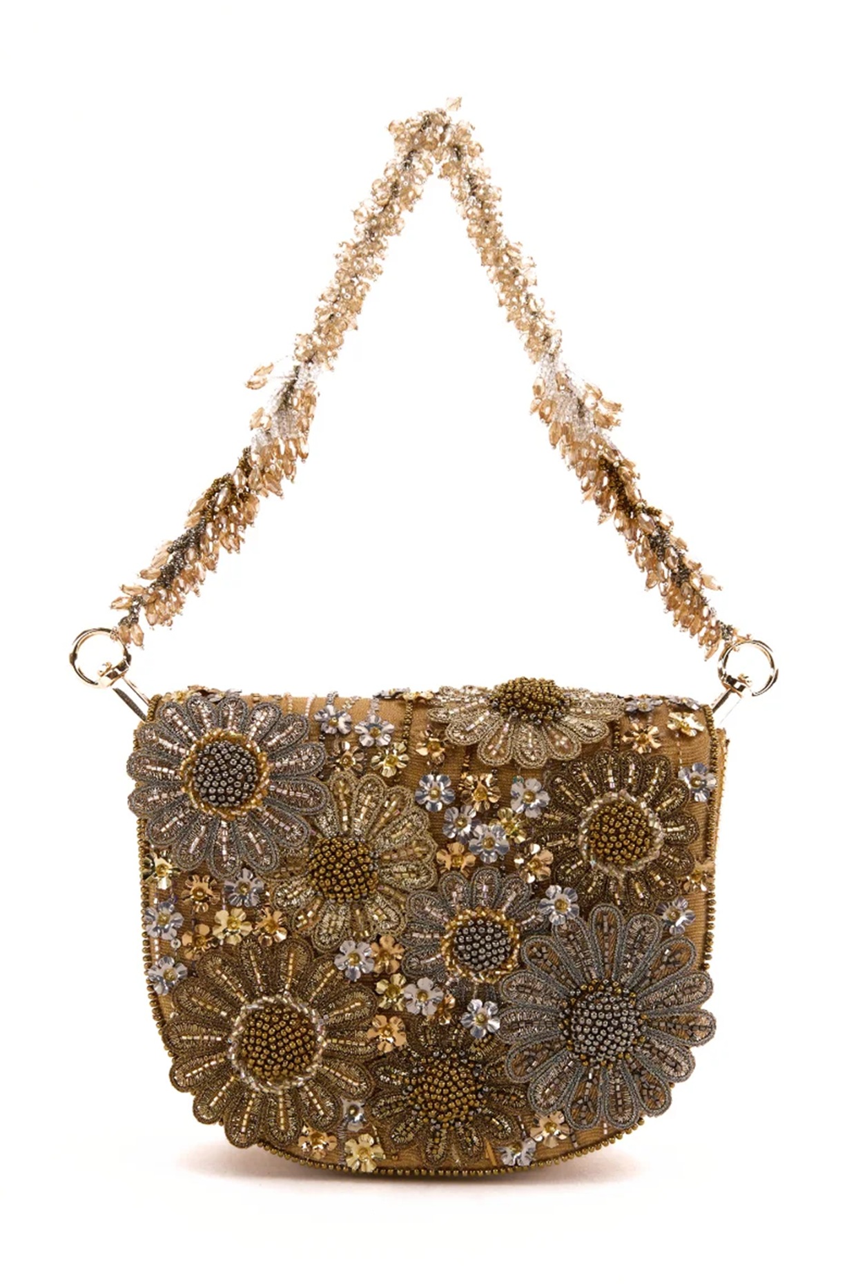 Vintage Gold Faux Suede Hand Embroidered Clutch by Doux Amour at Pernia ...