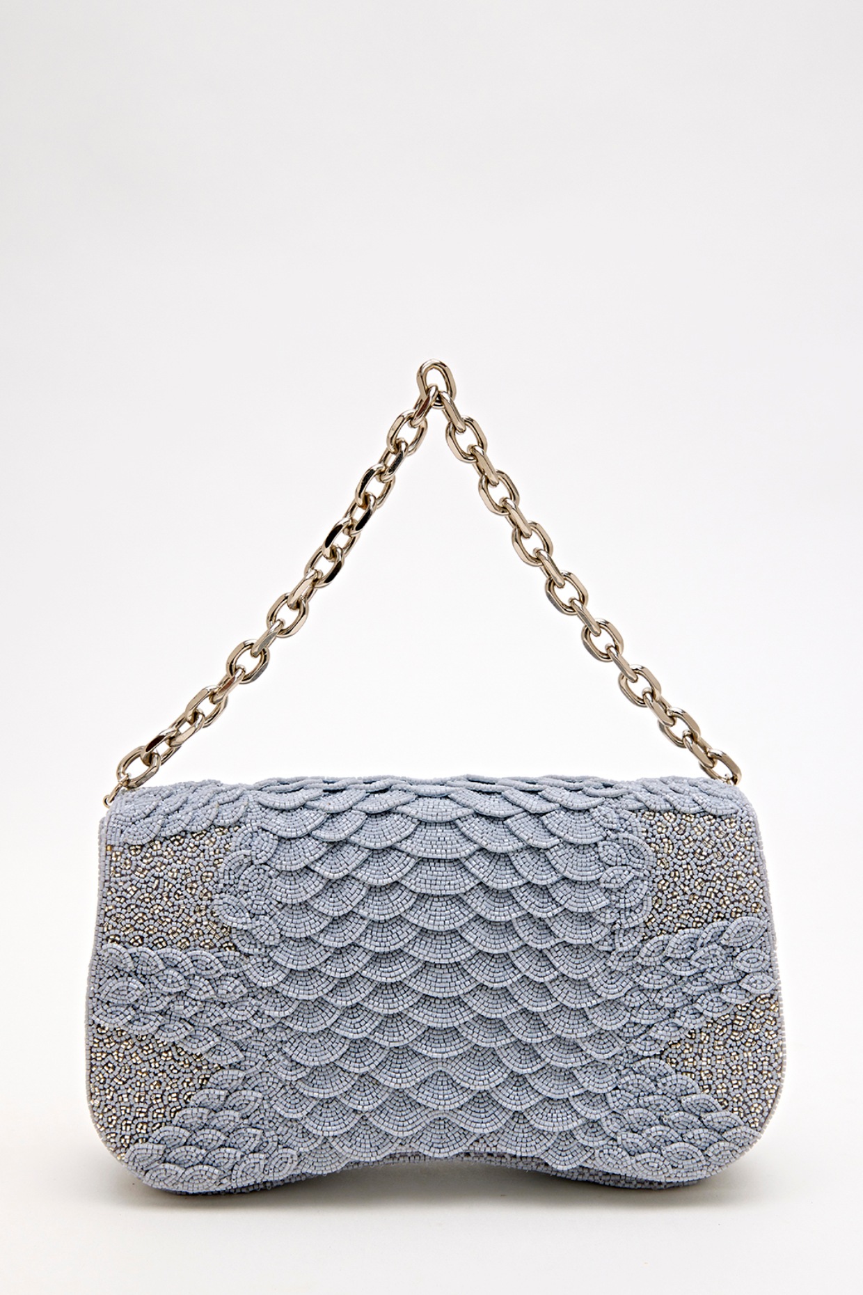 Grey Microfiber & Japanese Bugle Beaded Handcrafted Bag by Doux Amour ...