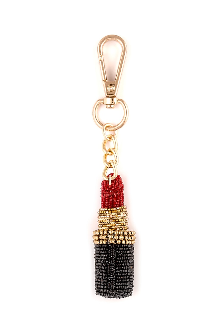 Red Glass Beaded Lipstick Bag Charm by Deepa Gurnani at Pernia's Pop Up ...