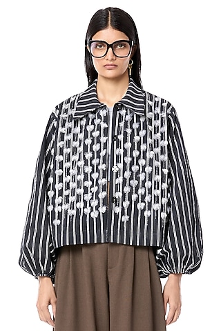 Multi-Colored Cotton Handcrafted Denim Jacket by Dhruv Kapoor at Pernia ...