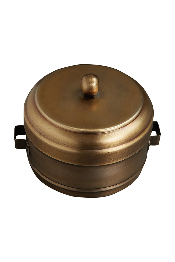 Gold Brassware Round Casserole & Spoon by Ritu Kumar Home at Pernia's ...