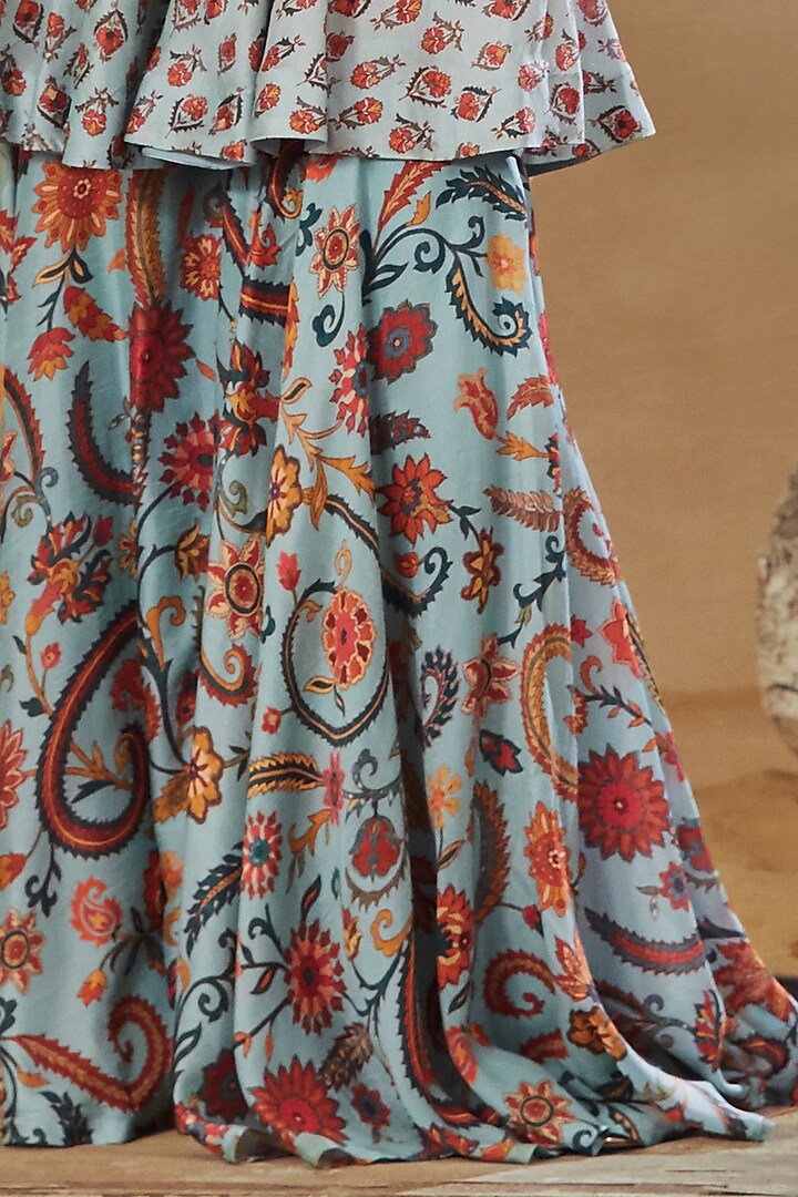 Light Blue Floral Printed Sharara Set by Drishti & Zahabia at Pernia's ...