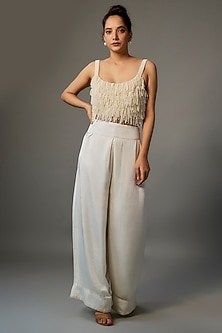 Ivory Silk Pant Set by Dhara Shah Studio at Pernia's Pop Up Shop 2026