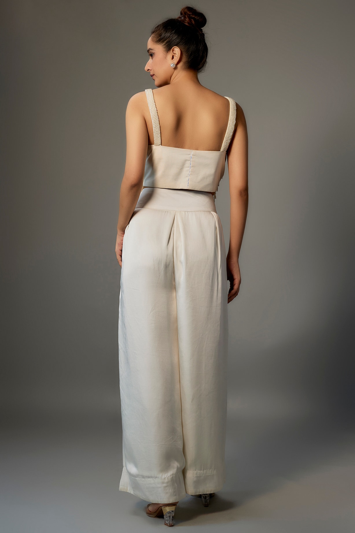 Ivory Silk Pant Set by Dhara Shah Studio at Pernia's Pop Up Shop 2025