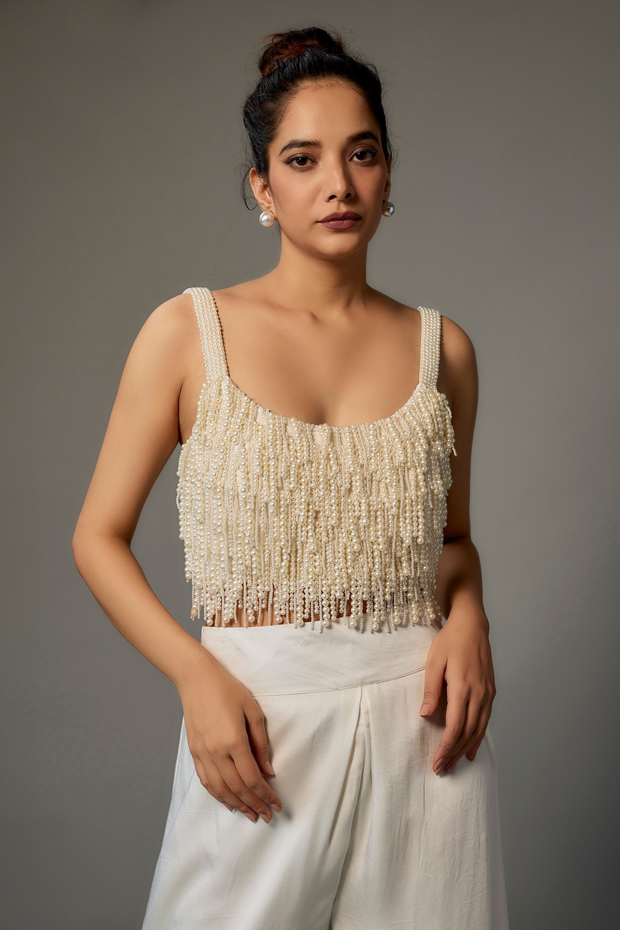 Ivory Silk Pant Set by Dhara Shah Studio at Pernia's Pop Up Shop 2025