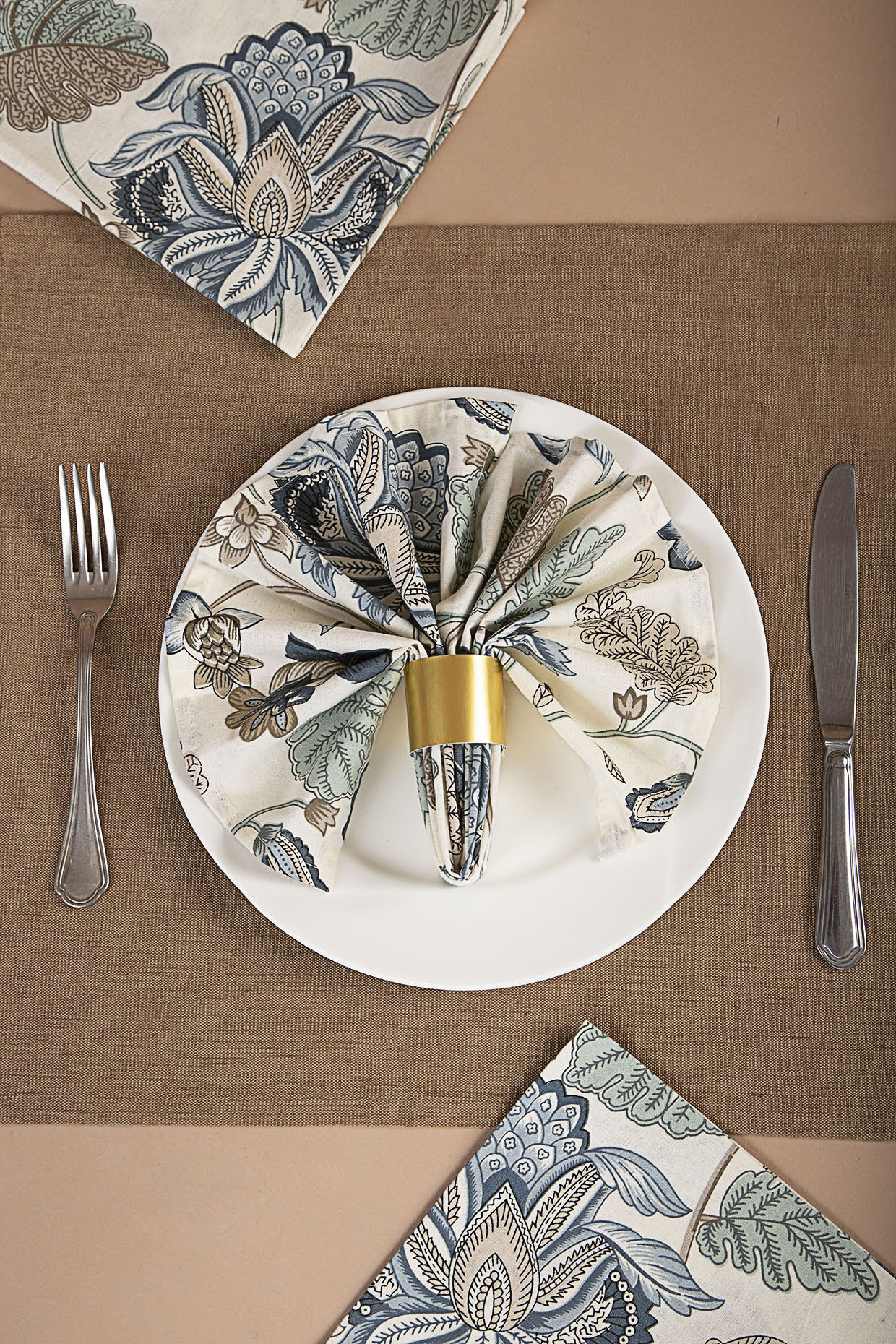 Floral Blue Autumn Napkin (Set Of 6) by THOA at Pernia's Pop Up Shop 2025