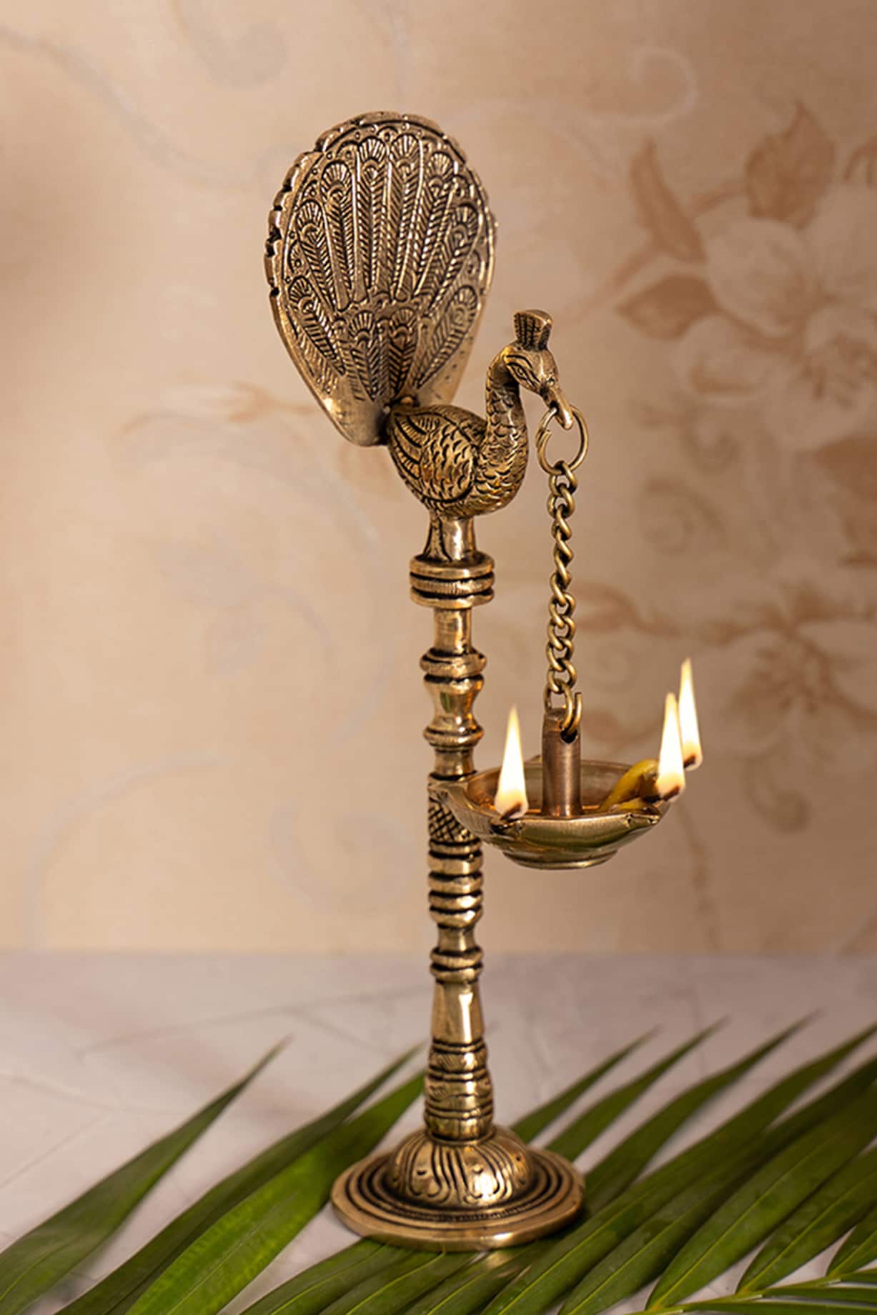 Golden Brass Peacock Hanging Diya by DecorTwist at Pernia's Pop Up Shop ...