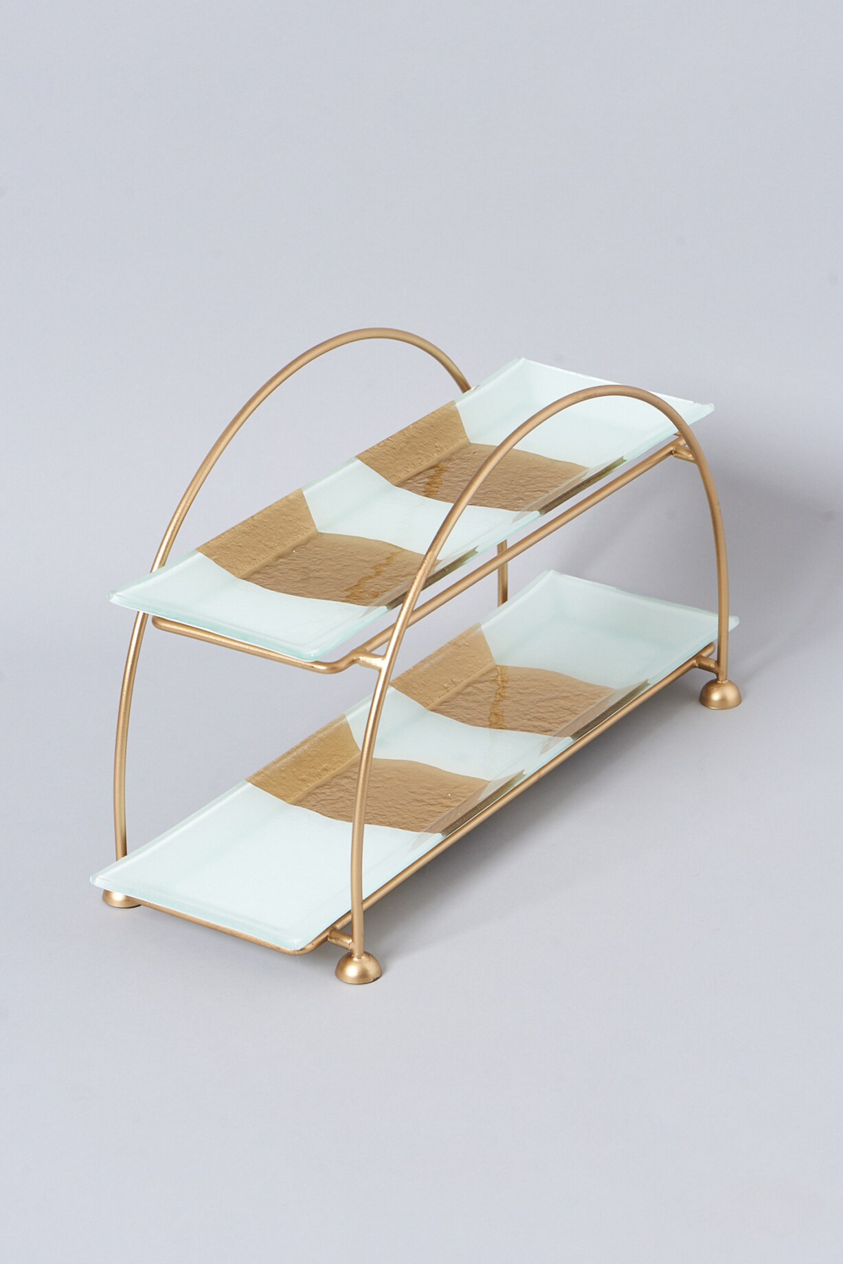 White & Gold Glass Two-Tiered Platter by Dune Homes at Pernia's Pop Up ...