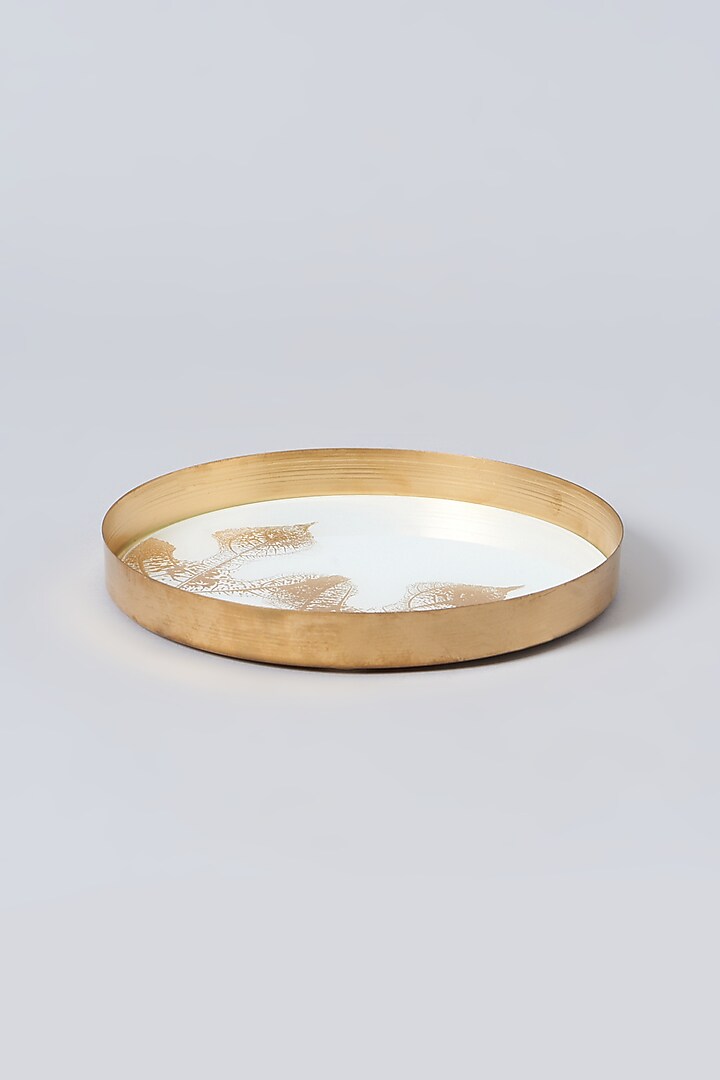 Gold Glass & Metal Leaf Printed Tray by Dune Homes at Pernia's Pop Up ...