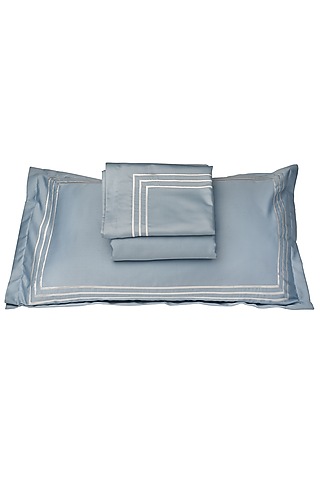 Powder Blue Cotton Bedsheet Set by Veda Homes at Pernia's Pop Up Shop 2025