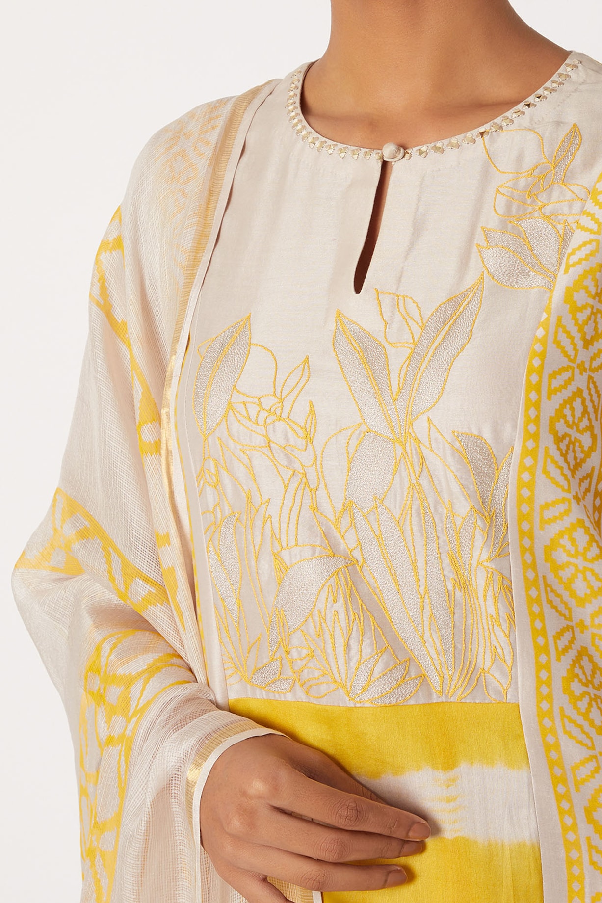 White Printed & Embroidered Kurta Set Design by Devnaagri at Pernia's ...