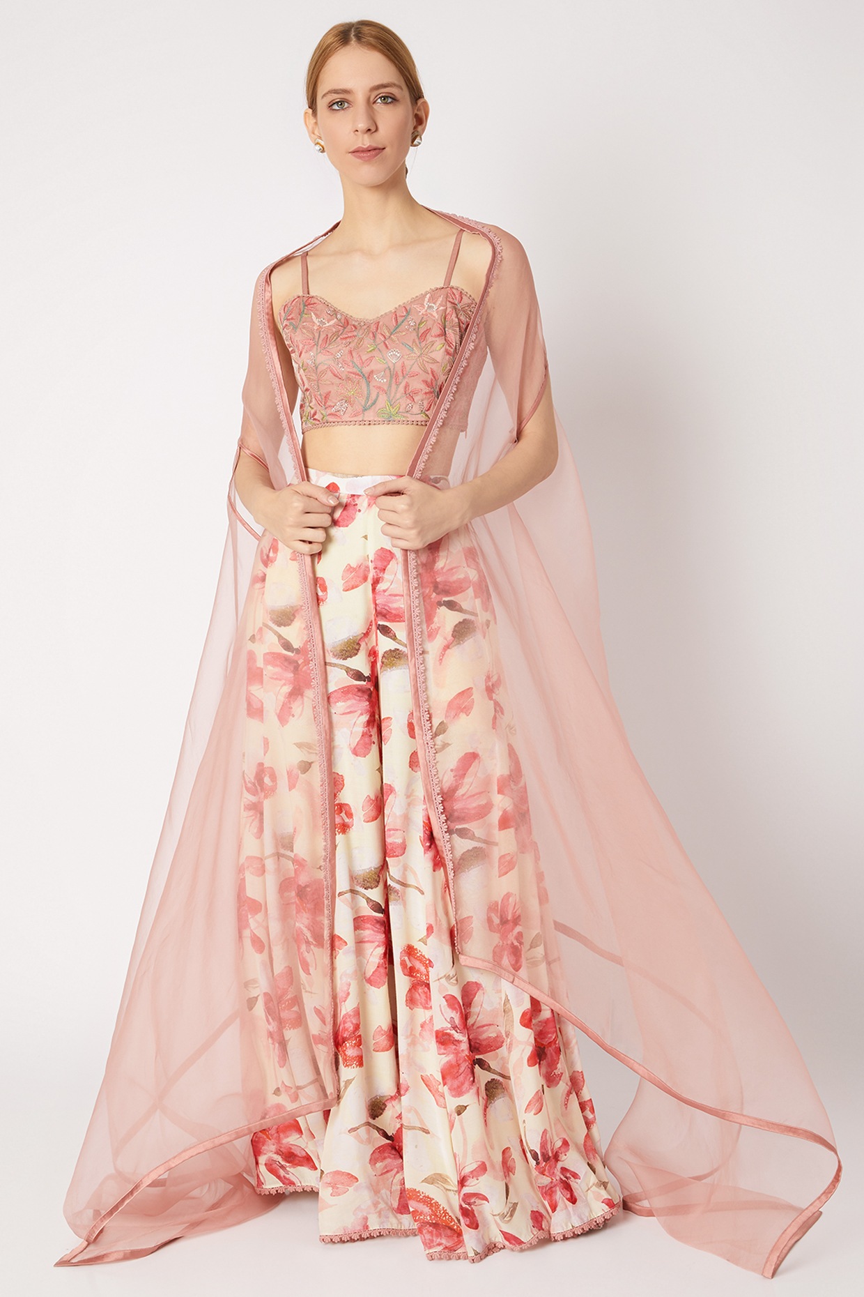 Rose Pink Embroidered & Printed Sharara Set by Devnaagri at Pernia's ...