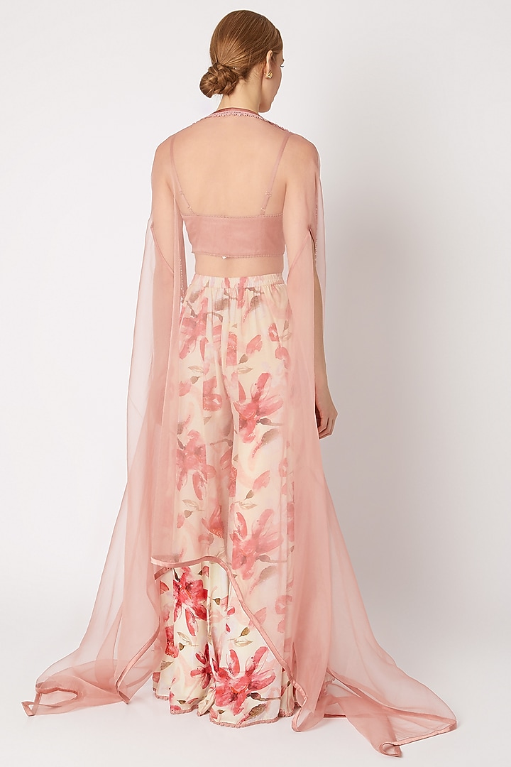 Rose Pink Embroidered & Printed Sharara Set by Devnaagri at Pernia's ...