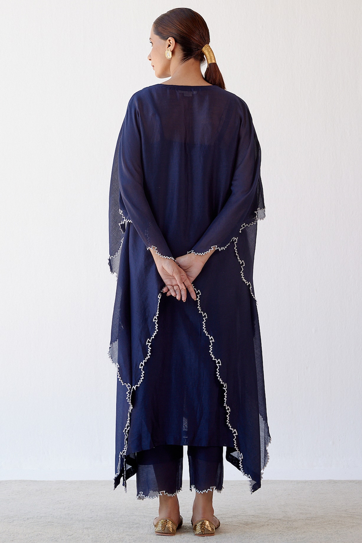 Navy Blue Embroidered Kaftan Set by Devnaagri at Pernia's Pop Up Shop 2025