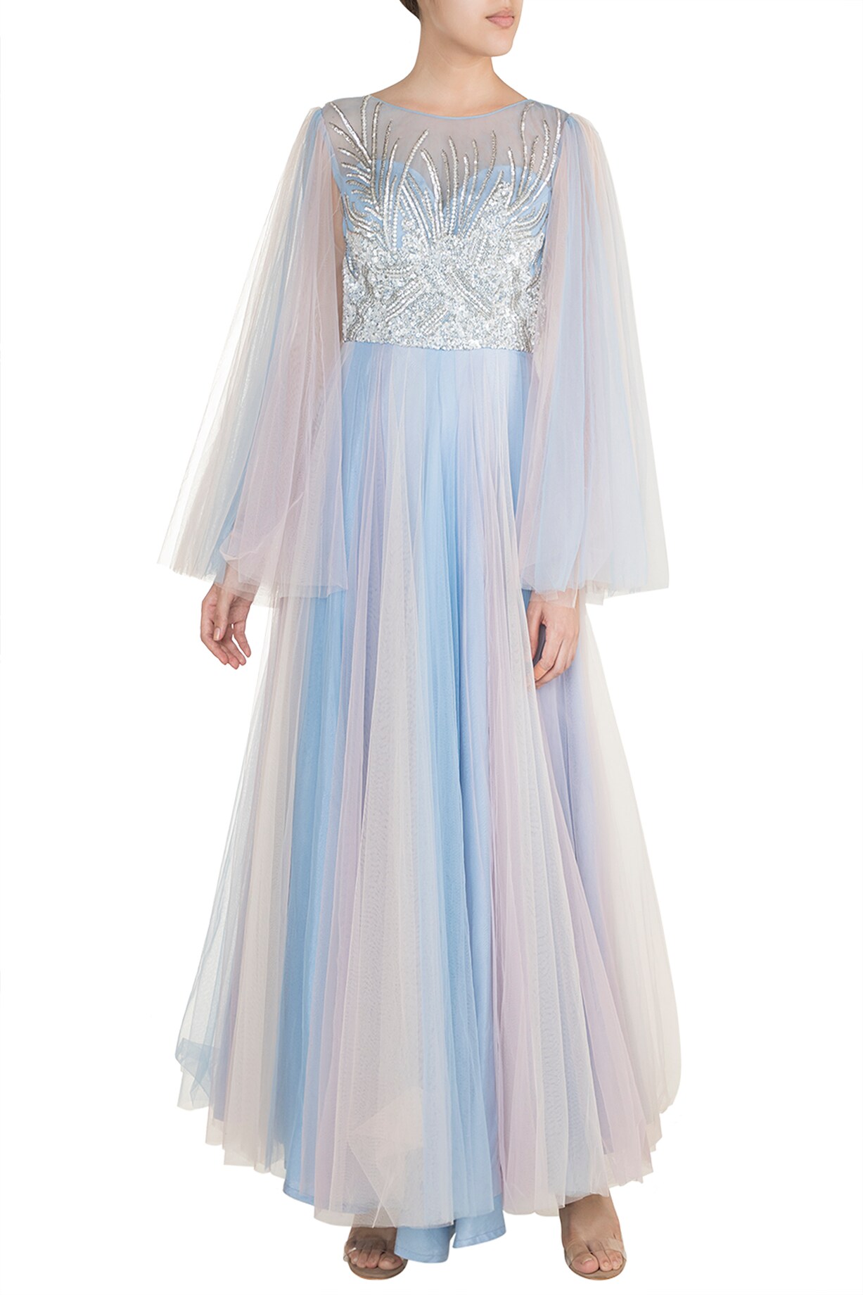 Powder Blue Anarkali With Churidar Pants by DiyaRajvvir at Pernia's Pop ...