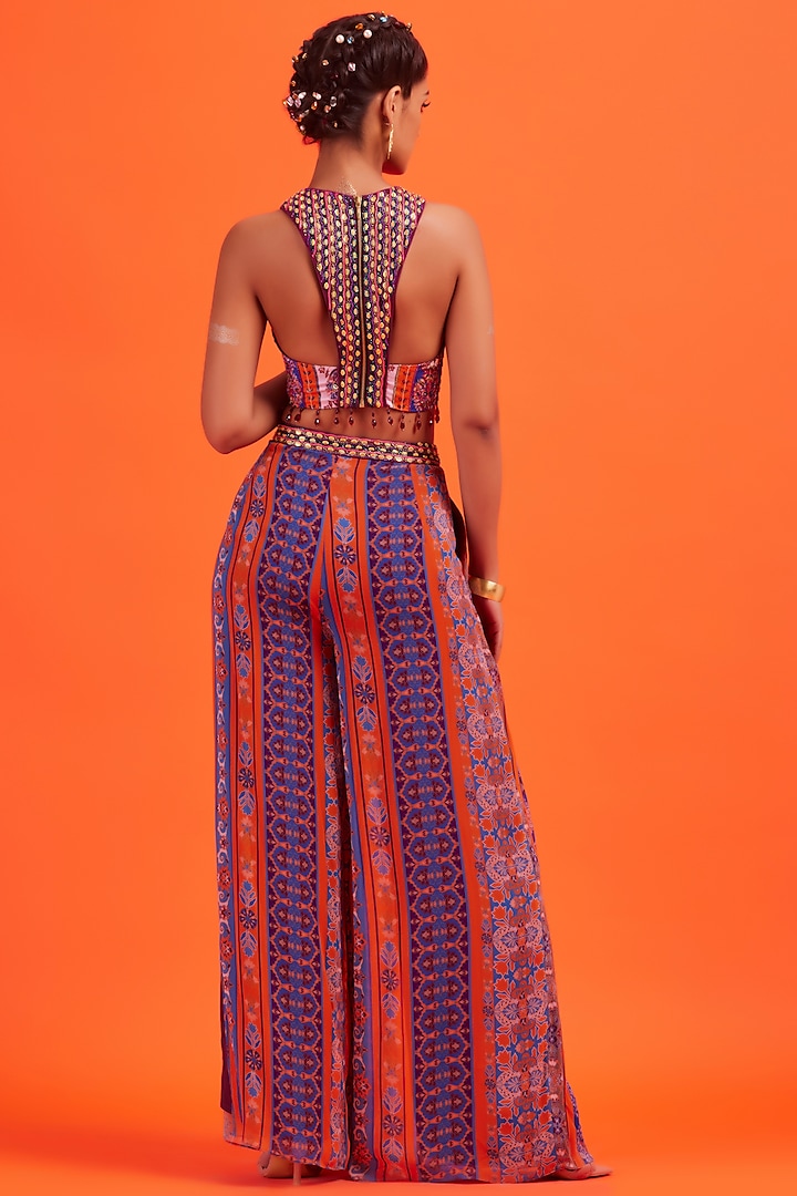 Rust Striped Sharara Set by DiyaRajvvir at Pernia's Pop Up Shop 2025