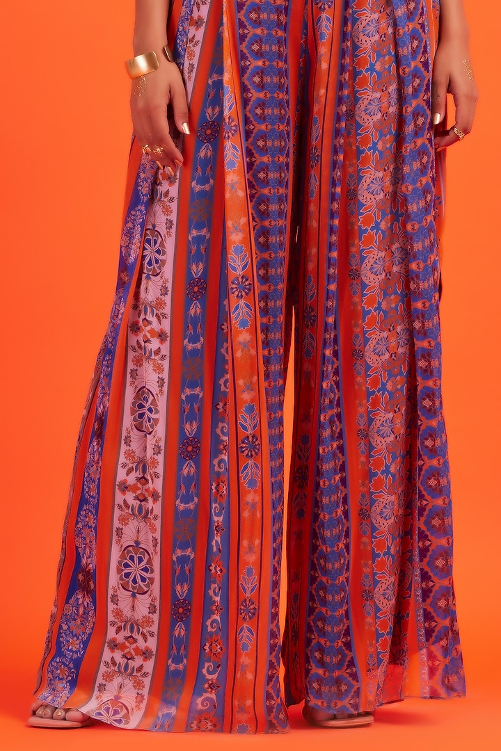 Rust Striped Sharara Set by DiyaRajvvir at Pernia's Pop Up Shop 2025